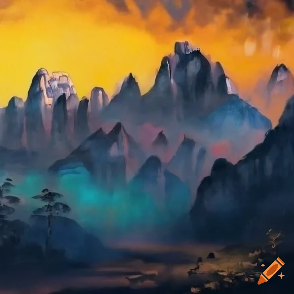 Chinese mountain landscape painting