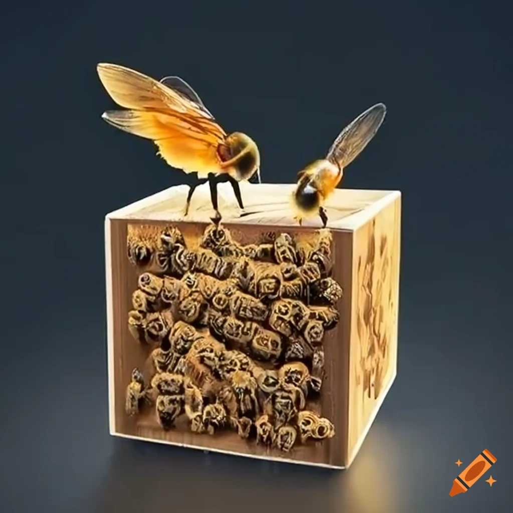 Non-perfect cube made entirely out of bees