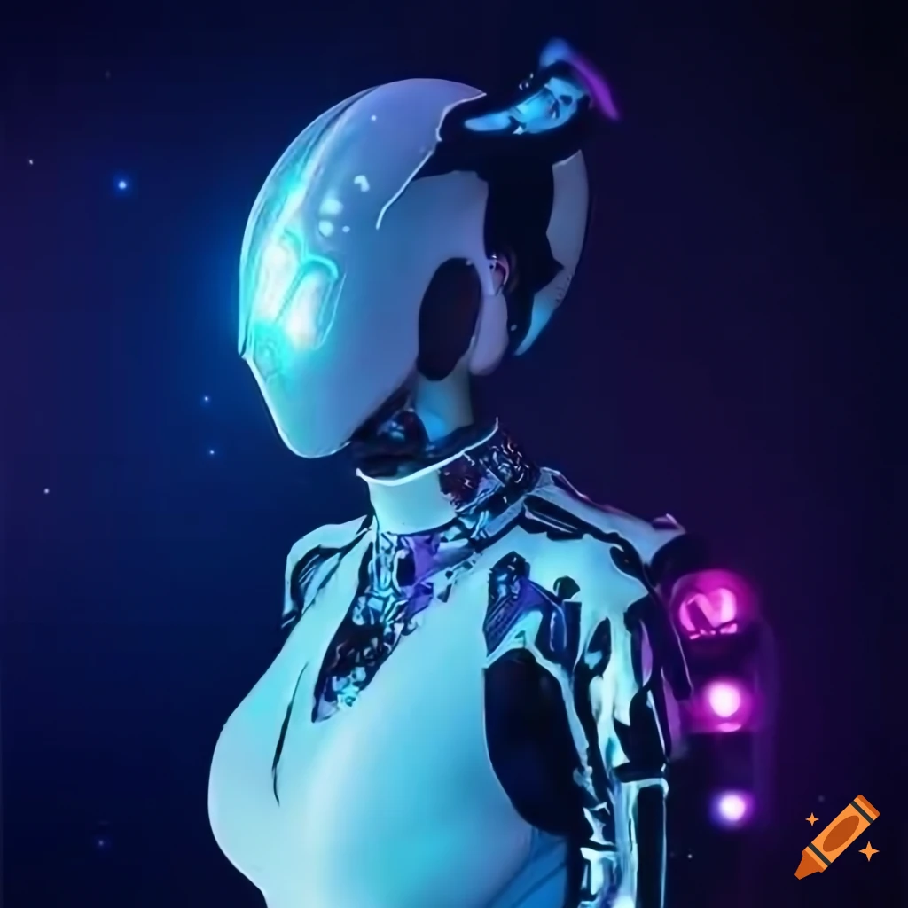 Detailed girl suit, futuristic, cosmic, white, cyber punk on Craiyon