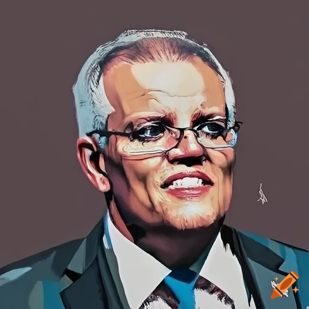 Painted portrait of scott morrison in andy warhol style on Craiyon