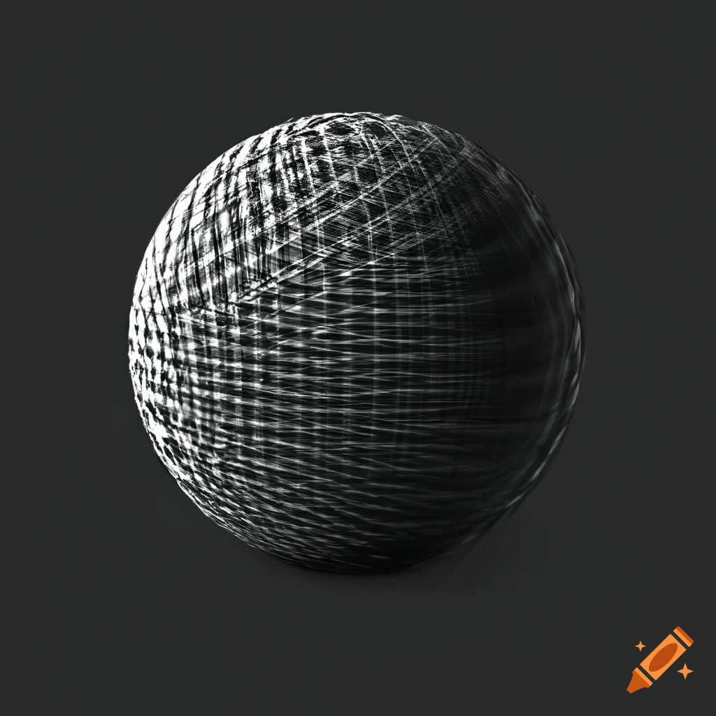 Black background. in one sphere there are many kinds of textures. each ...