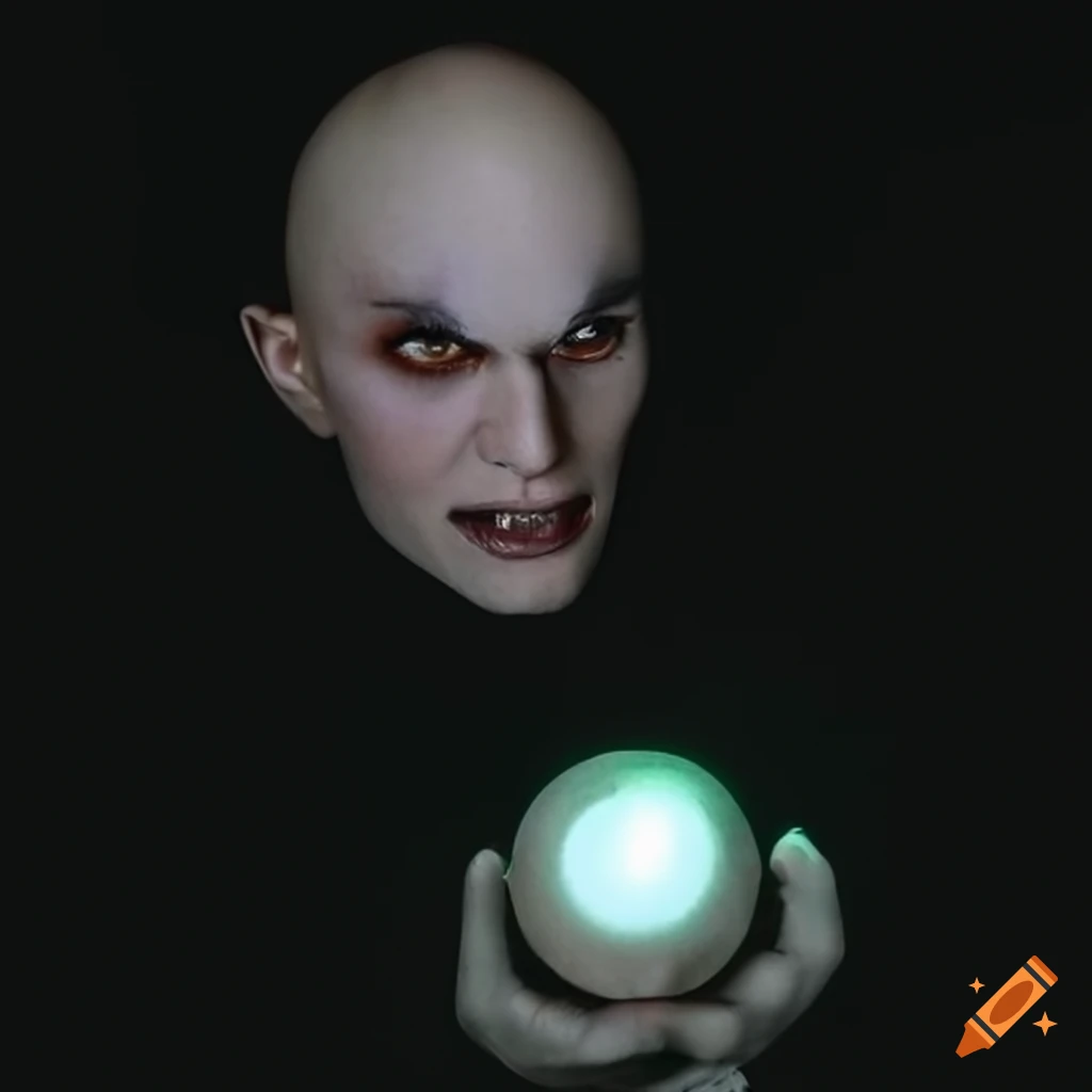 Bald vampire holding glowing orb