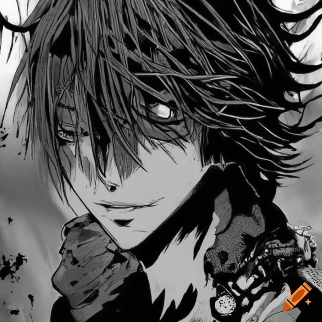 Manga black and white badass dude on Craiyon