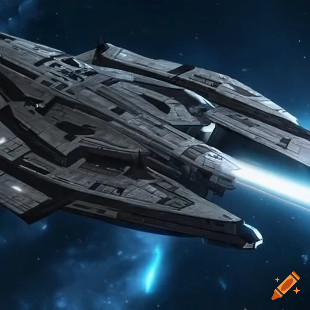The Valkyrie-class starship boasts an imposing and menacing exterior ...