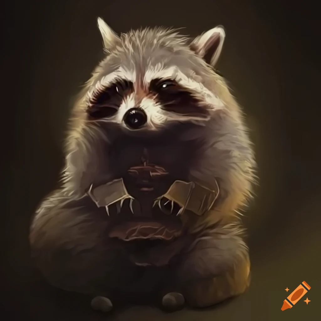 Fat racoon in the style of dungeons and dragons on Craiyon
