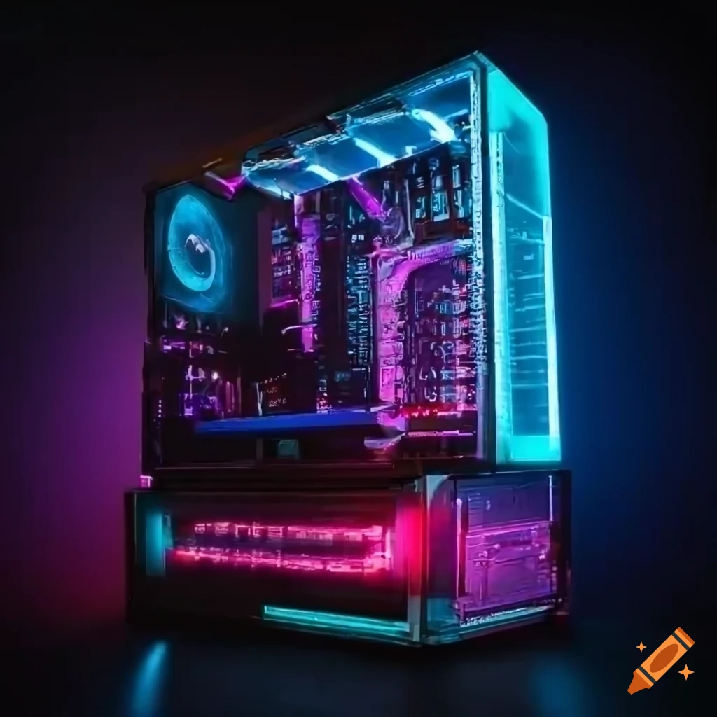 Computer rig, cyberpunk style, realistic environment and lighting on ...