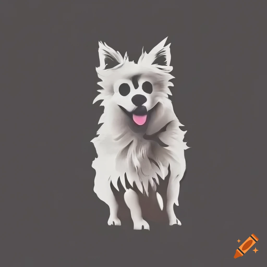 A stencil logo of a pomchi dog on Craiyon