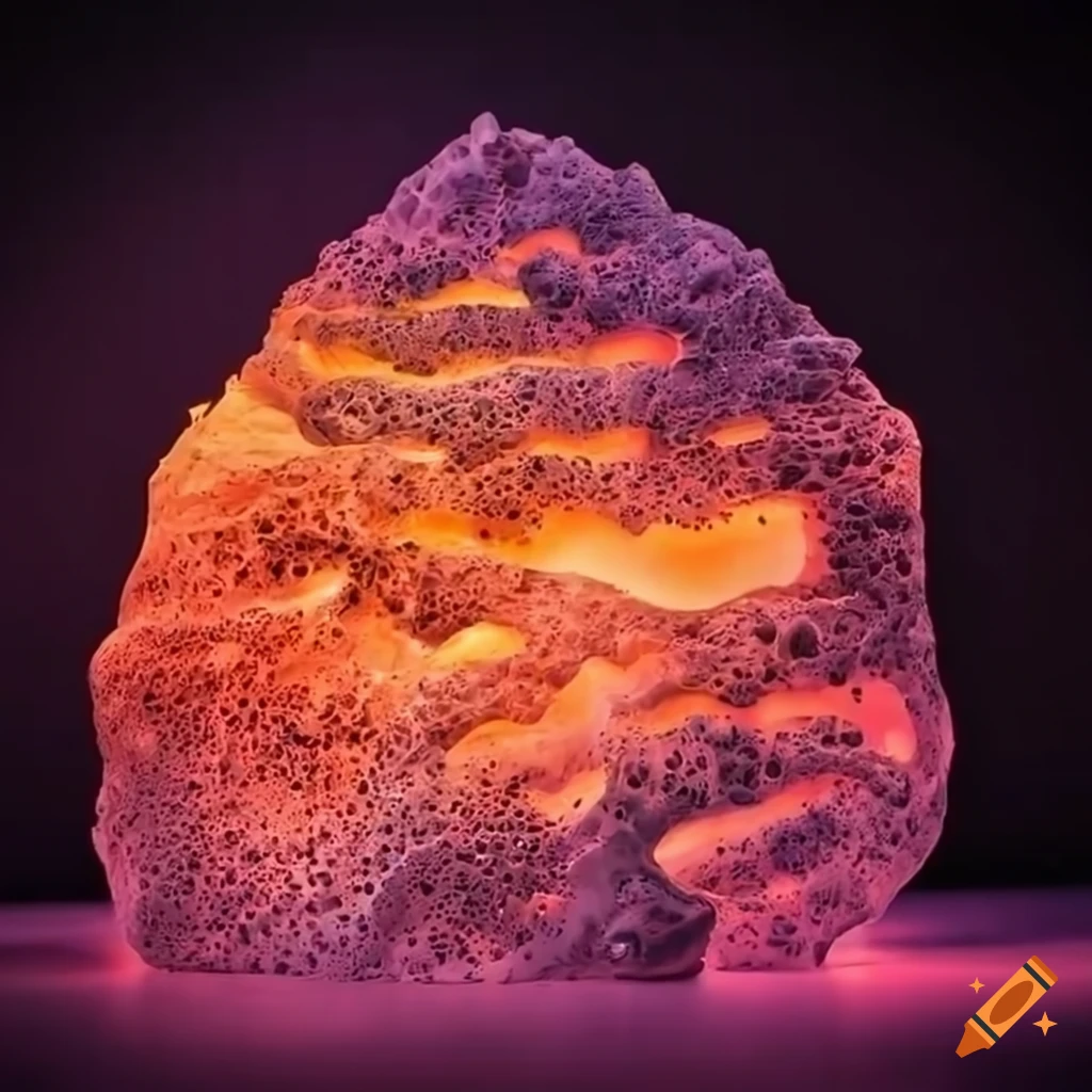 Glowing salt crystal sculpture made of of translucent lava, inspired by ...