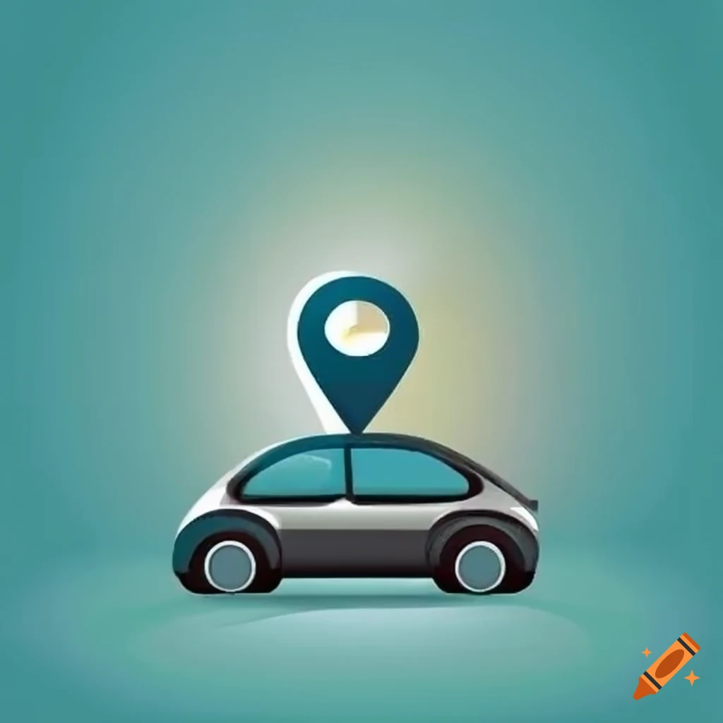 Driving throw the city on map logo with a location icon