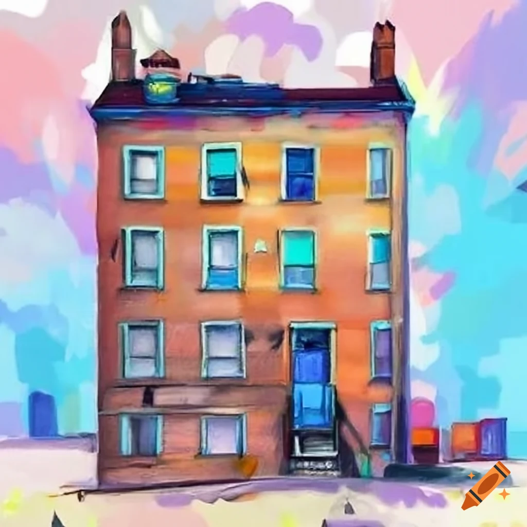 Pastel colored tenement on Craiyon