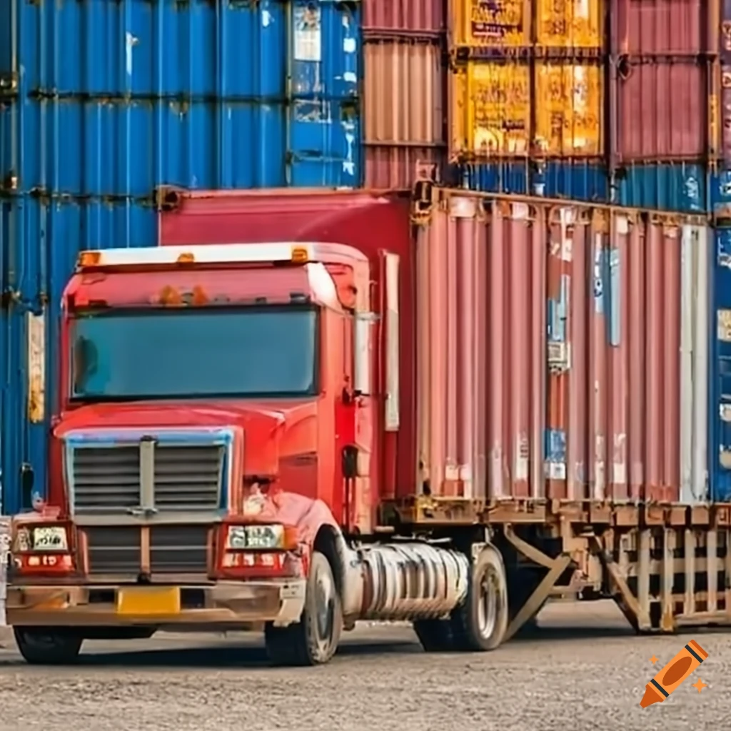 A truck with a shipping container