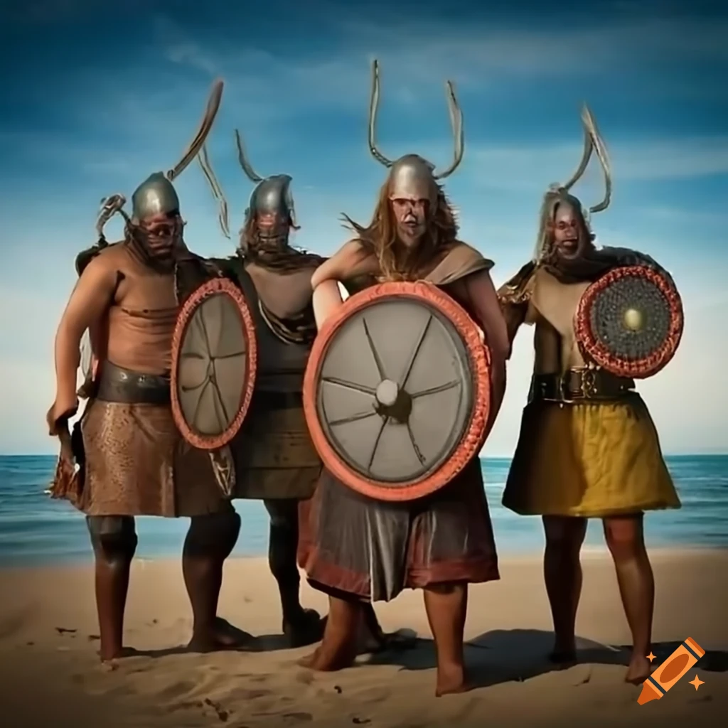 The asgard legion viking group on the beach on vacation on Craiyon