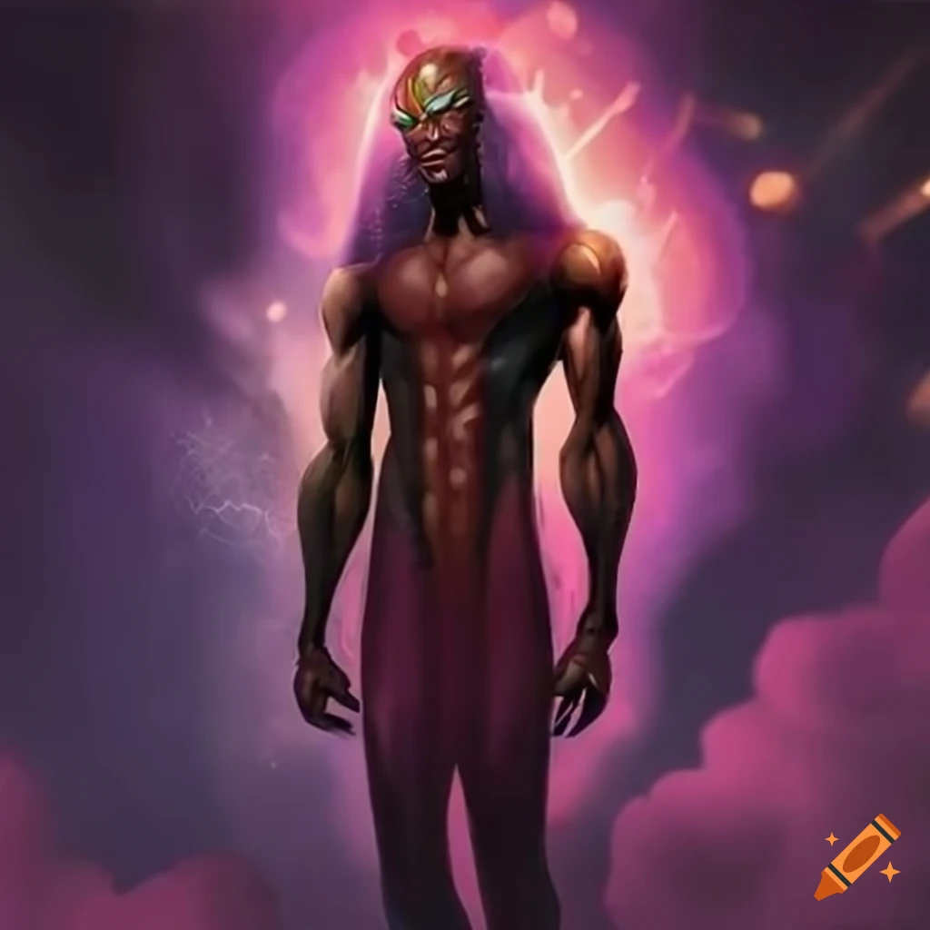 Black comic psychic superhero with energy emission from his head on Craiyon