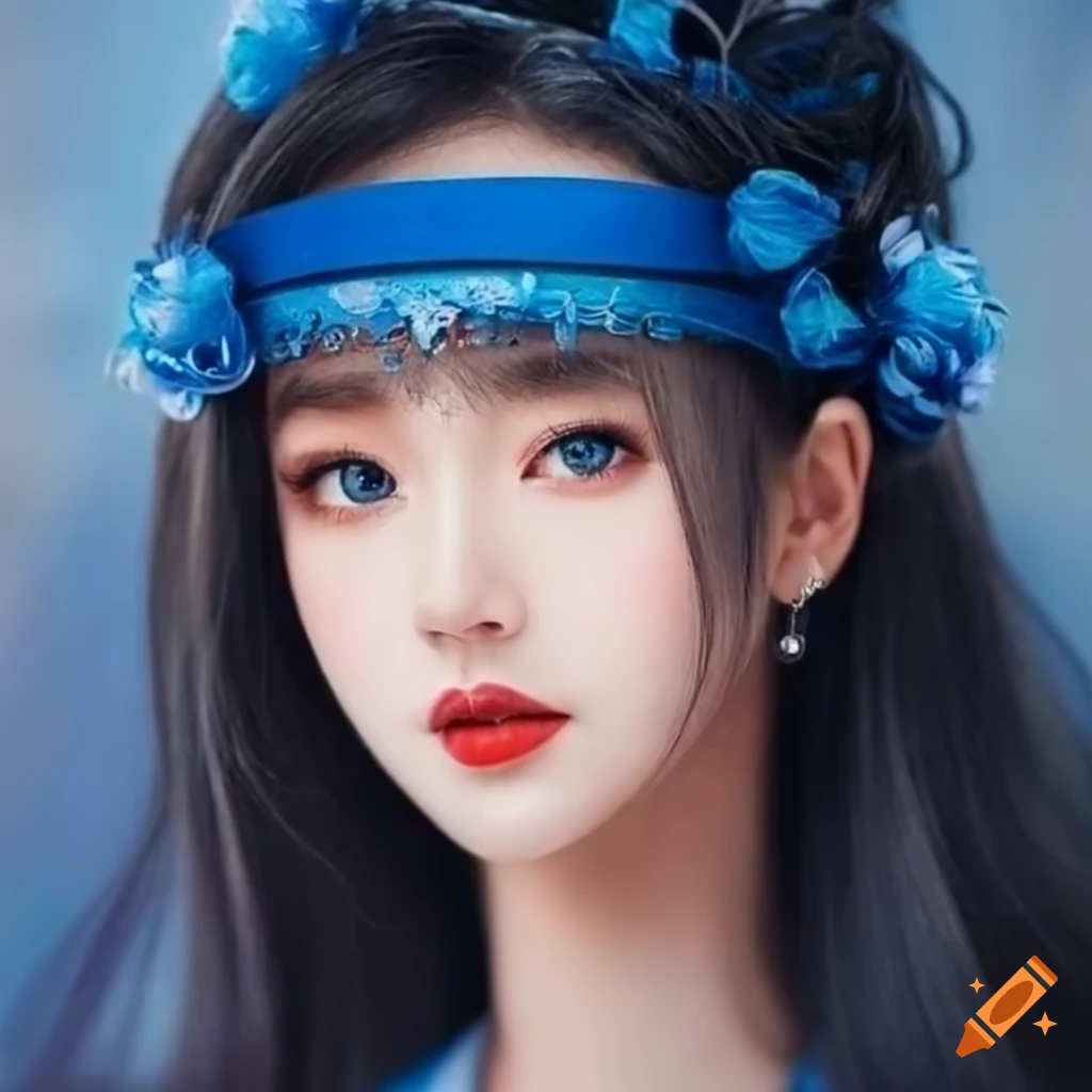 Retrato de una chica de ascendencia china, con un peinado de coleta ...