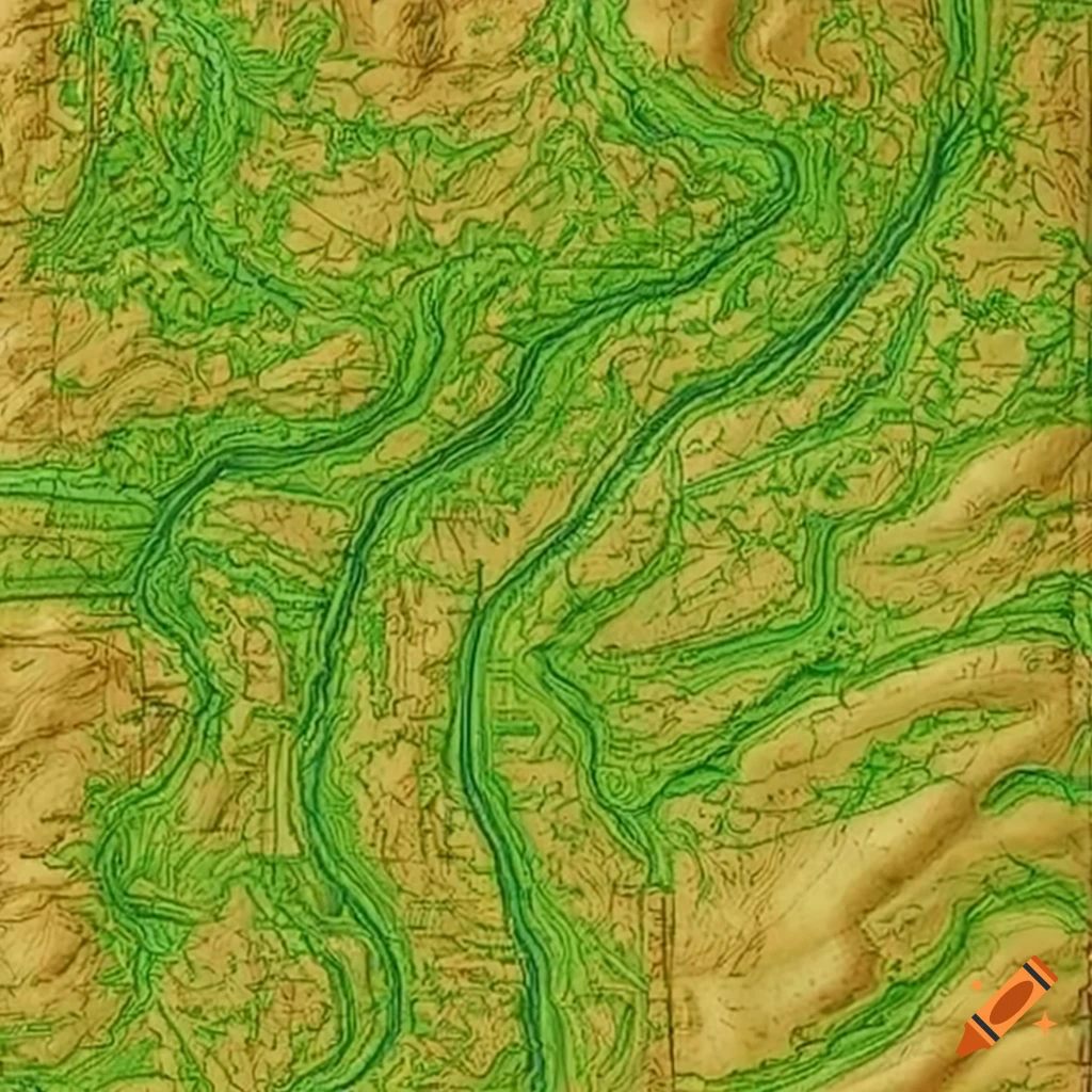 A topographic map of a corn field on Craiyon