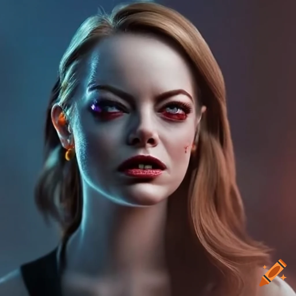 Emma stone as a vampire with glowing eyes