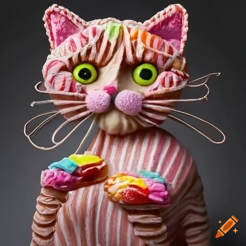A cat made entirely of hard candy on Craiyon