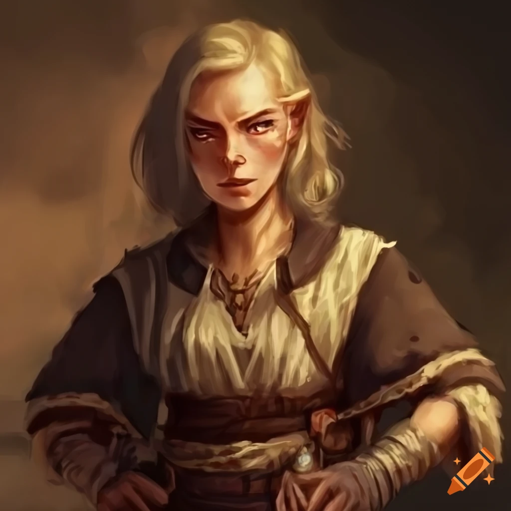 Townsfolk, fantasy setting, femake on Craiyon