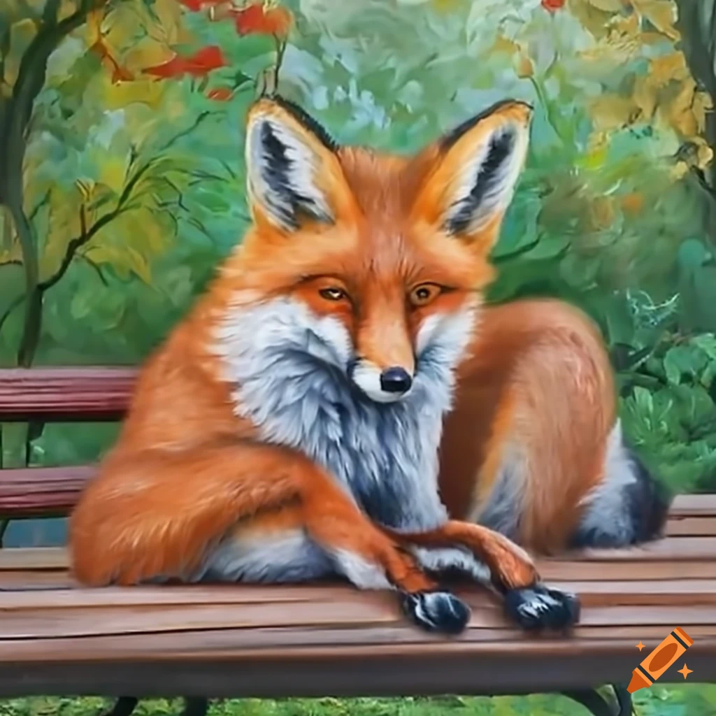 Tails the fox sat on a park bench on Craiyon