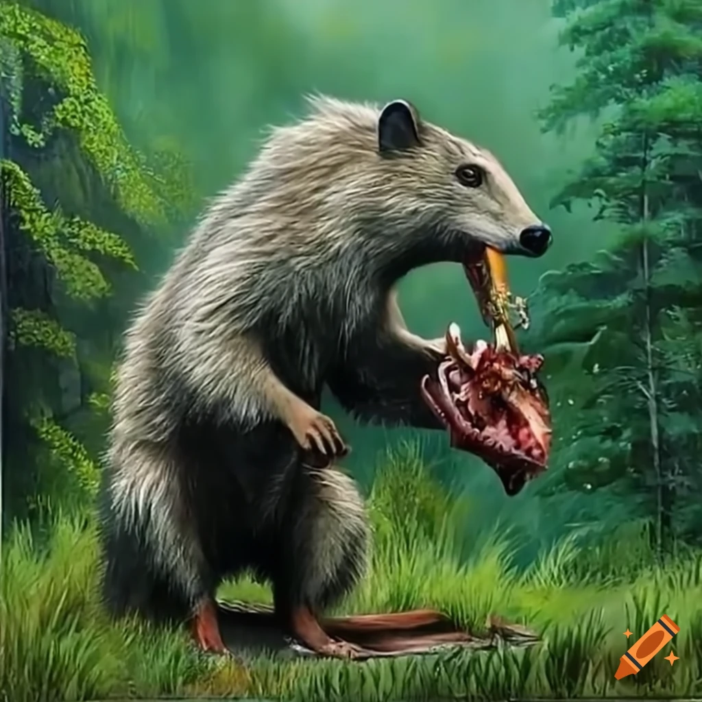 Realistic full body taxonomical drawing of alien rat bear hybrid out of ...