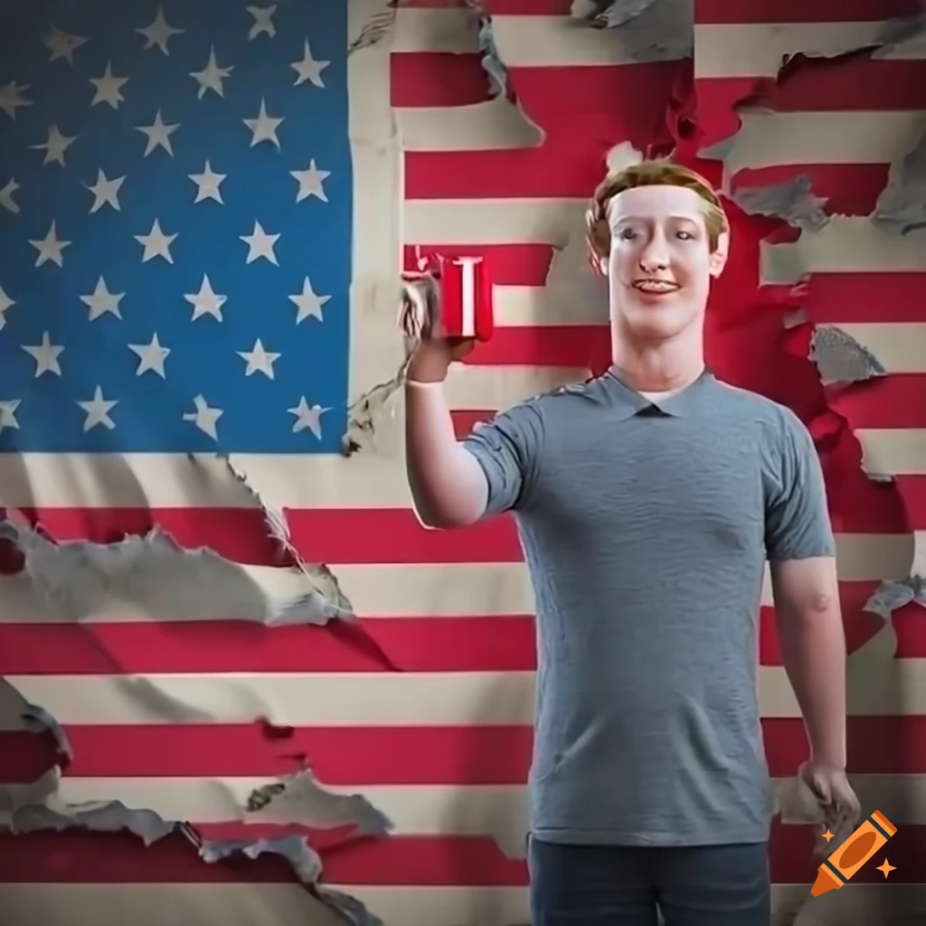 Mark Zuckerberg scowling holding a needle and a giant spool of red ...
