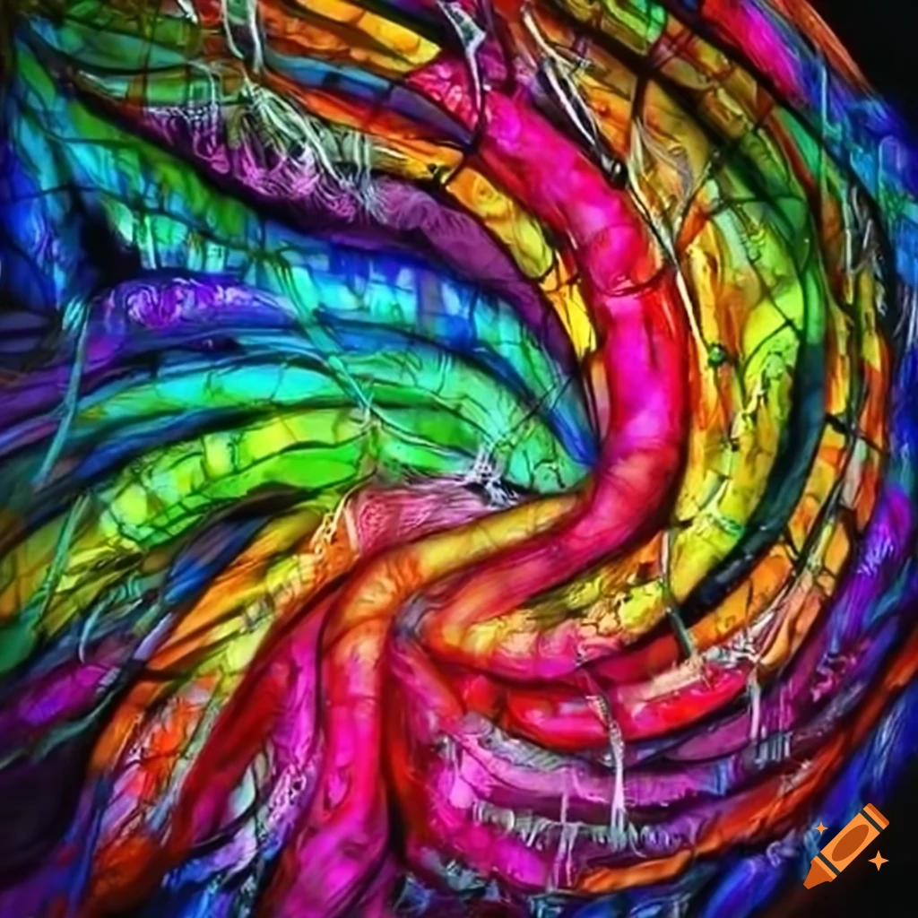 A tangled mess of colorful threads on Craiyon