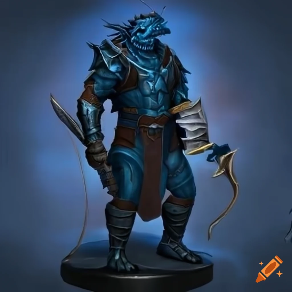 Blue male Dragonborn on Craiyon