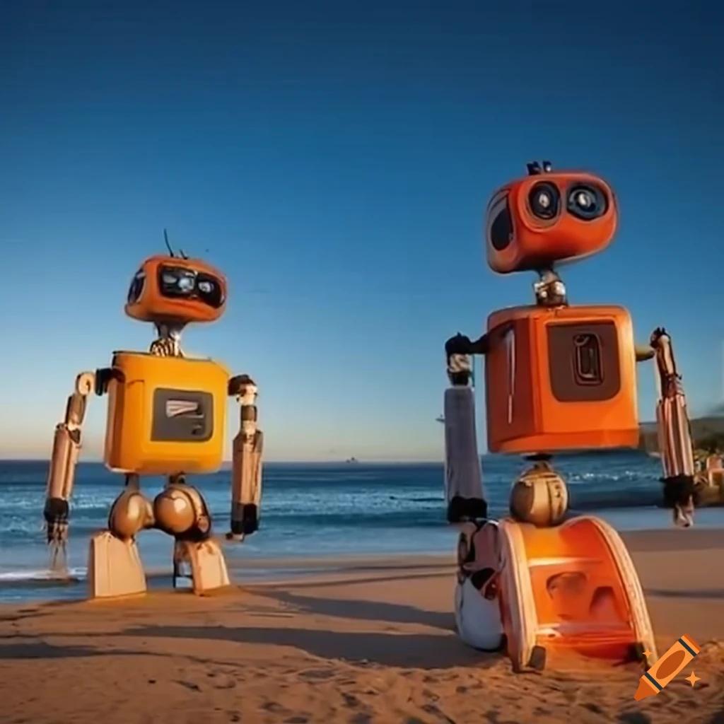 Robots on bondi beach on Craiyon