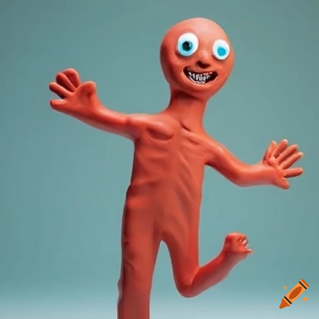 Plasticine morph character waving at tony hart on Craiyon