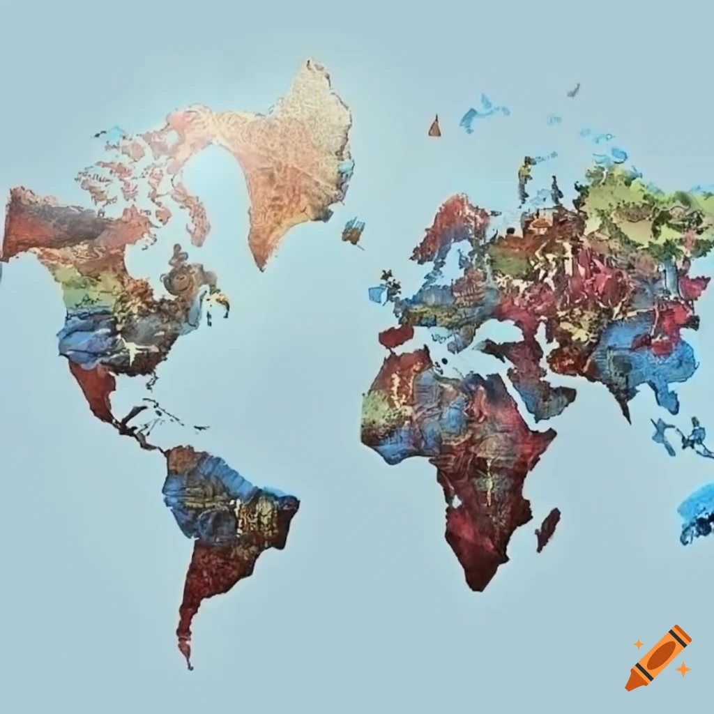 Map of the world with borders and capitols