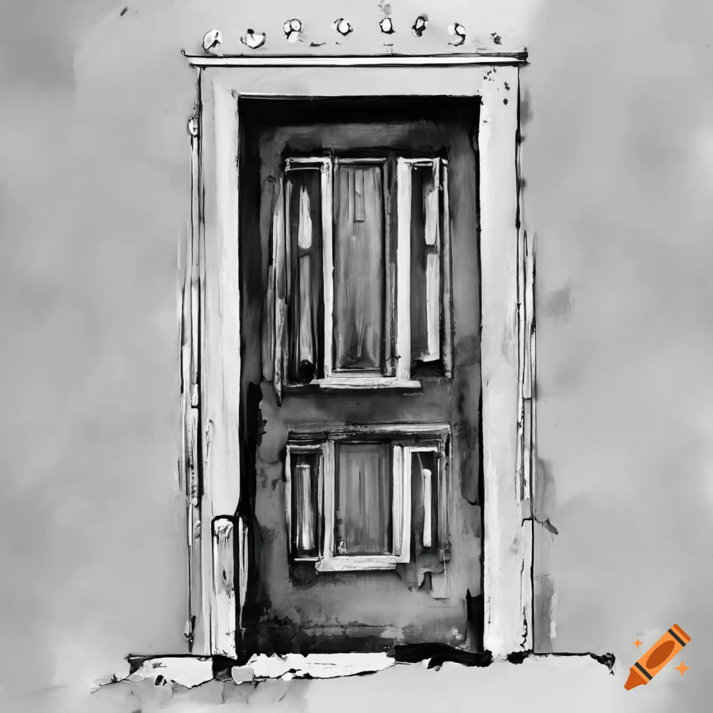 Main door of a house using grey tone on Craiyon