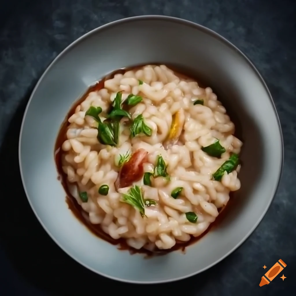A photograph of the cooking recipe: risotto on Craiyon