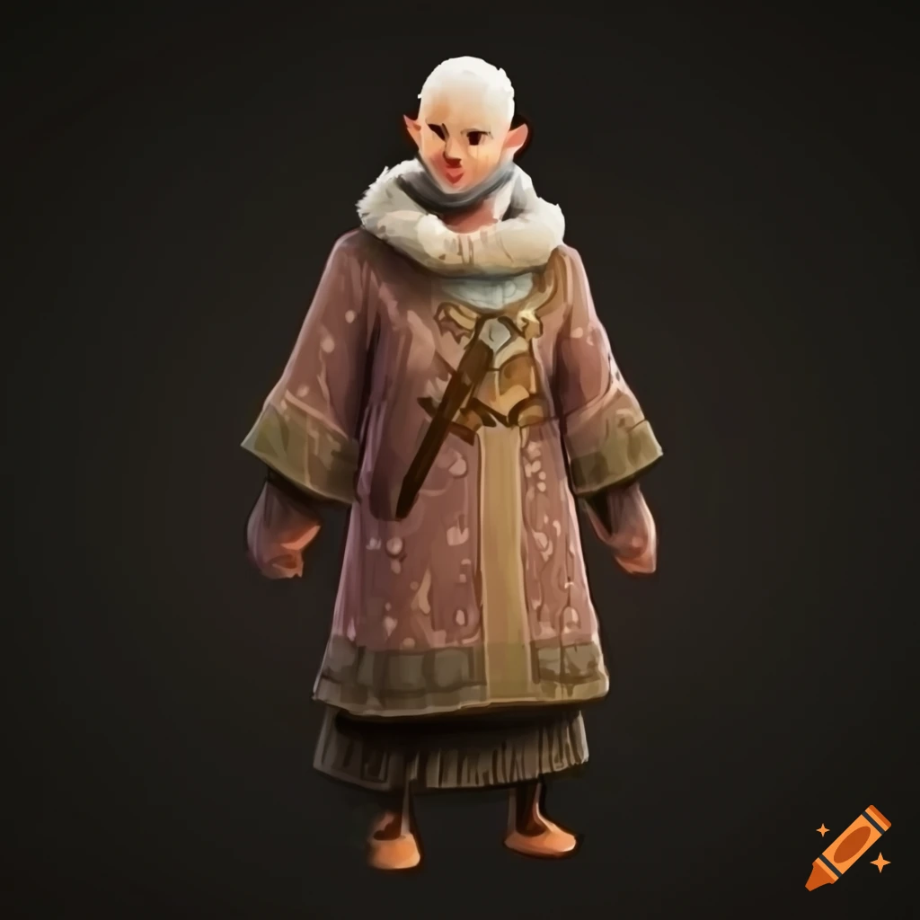 Villager father, fantasy setting, wearing warm clothes, thin and ...