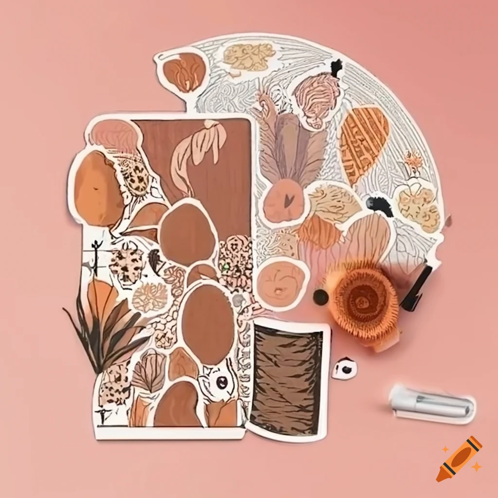 Design a boho stickers sheet for a bullet journal on Craiyon