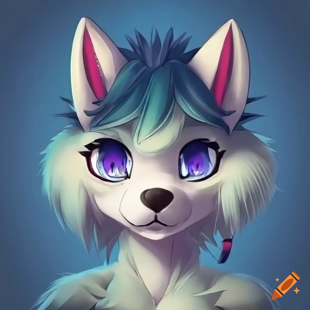 Anime-style anthro character with fluffy fur and captivating eyes ...