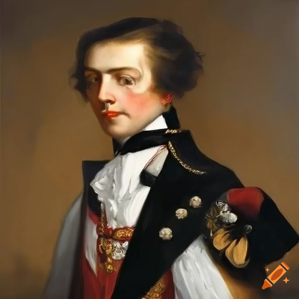 High quality oil painting of a duke in fancy clothing posing for a ...