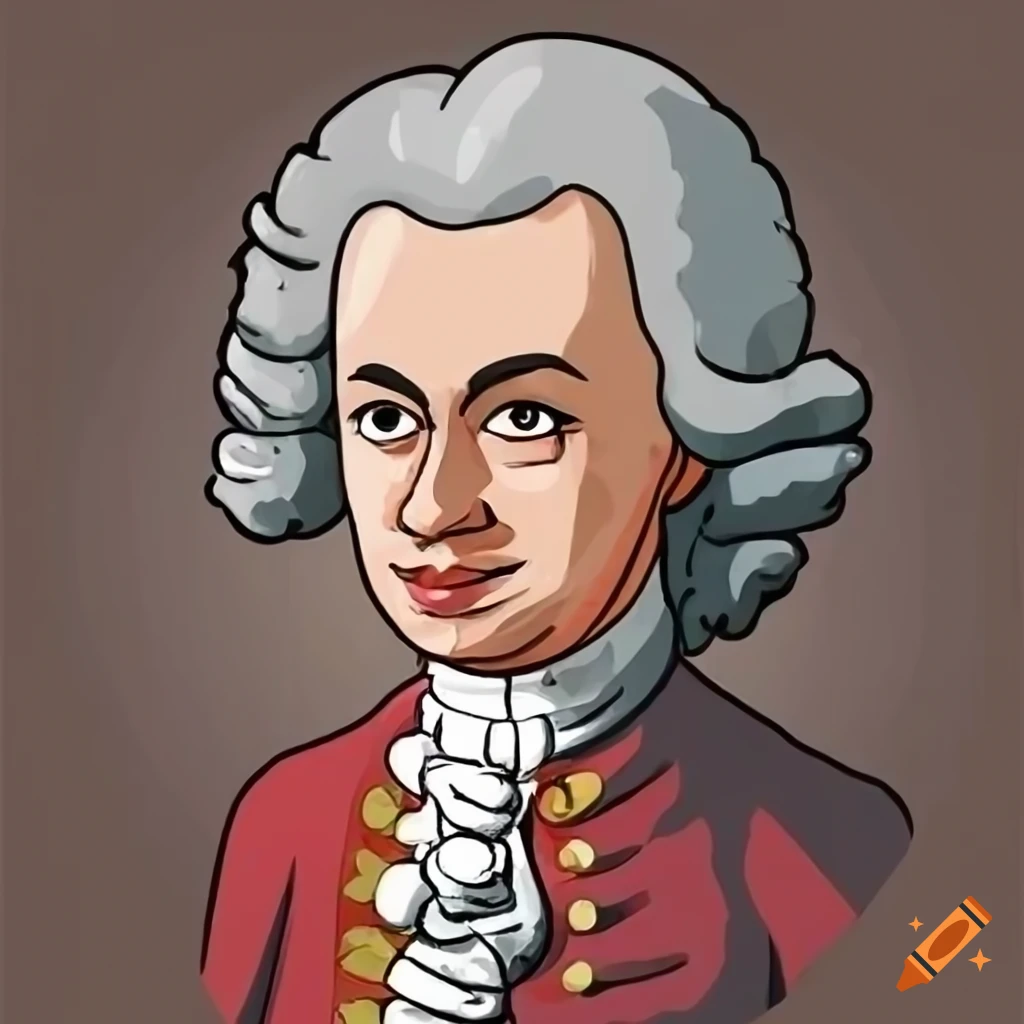 Portrait of mozart simple cartoon on Craiyon