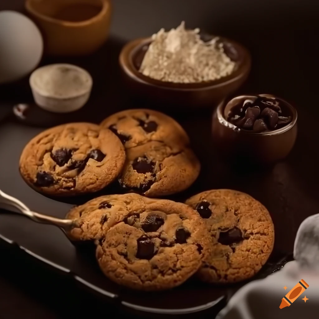 Ingredients for chocolate chip cookies, ultra detailed, fresh, vivid ...