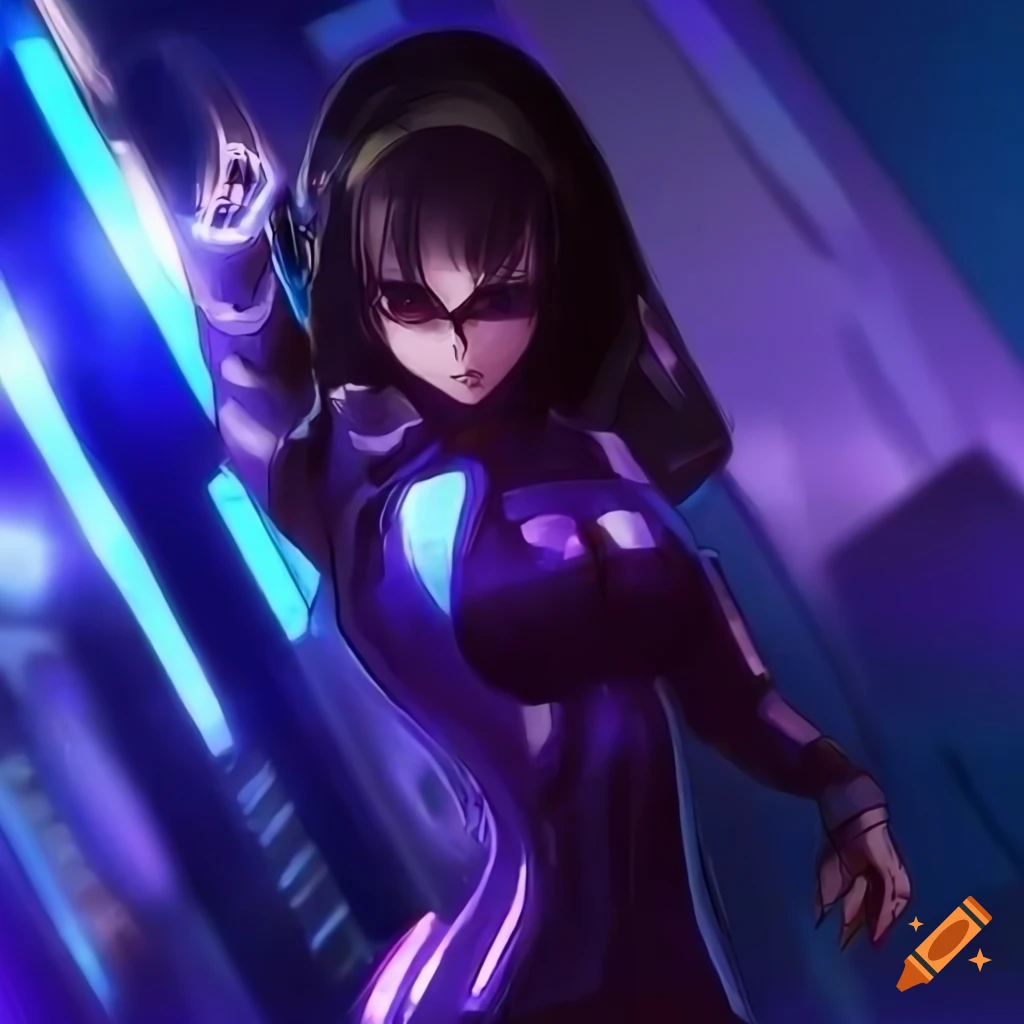 Anime style artwork of a young woman in a futuristic racing suit on Craiyon