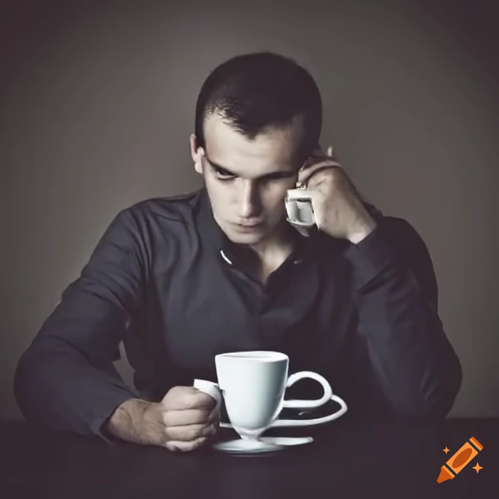 A man drinking coffee looking unimpressed on Craiyon
