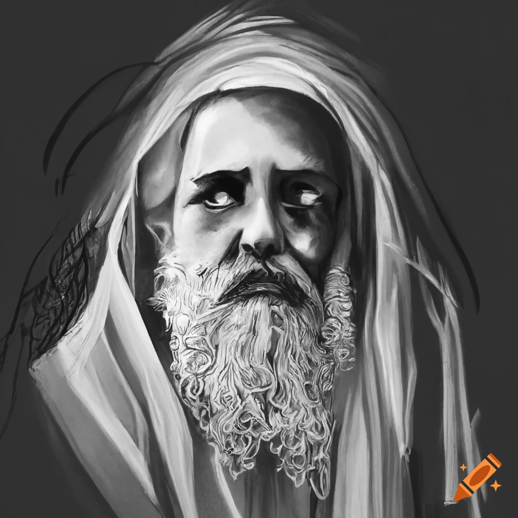 Prophet drawn with chalk on a black board so that it was easy to remove ...