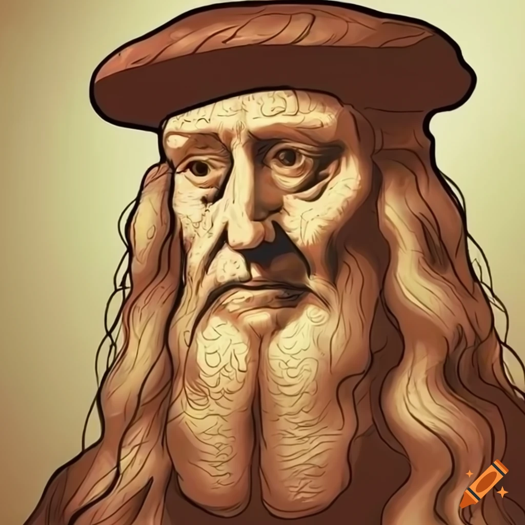 Portrait of leonardo da vinci simple cartoon