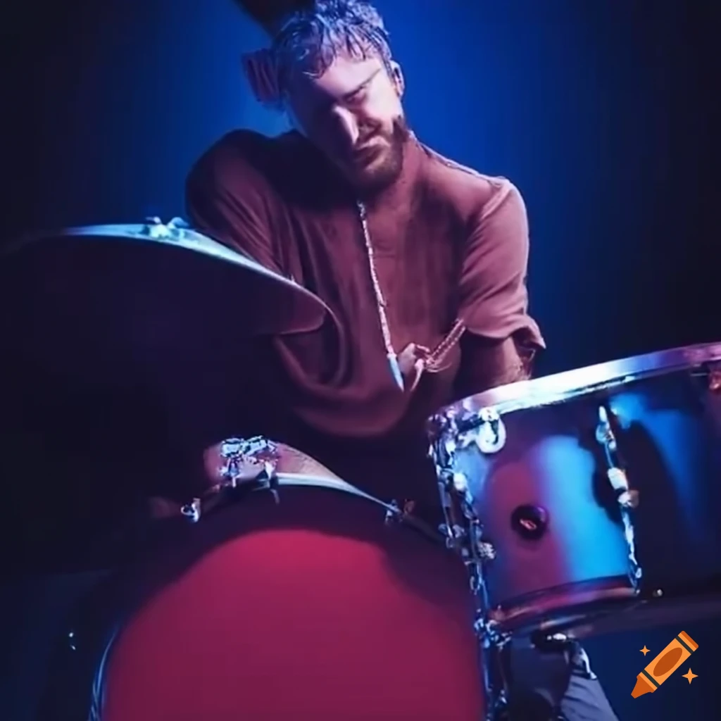 A man named kyle playing drums energetically