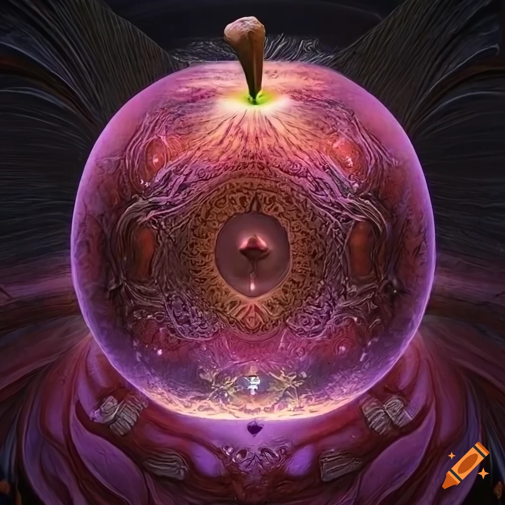 A transcendentally esoteric apple,polymode style,hdr on Craiyon