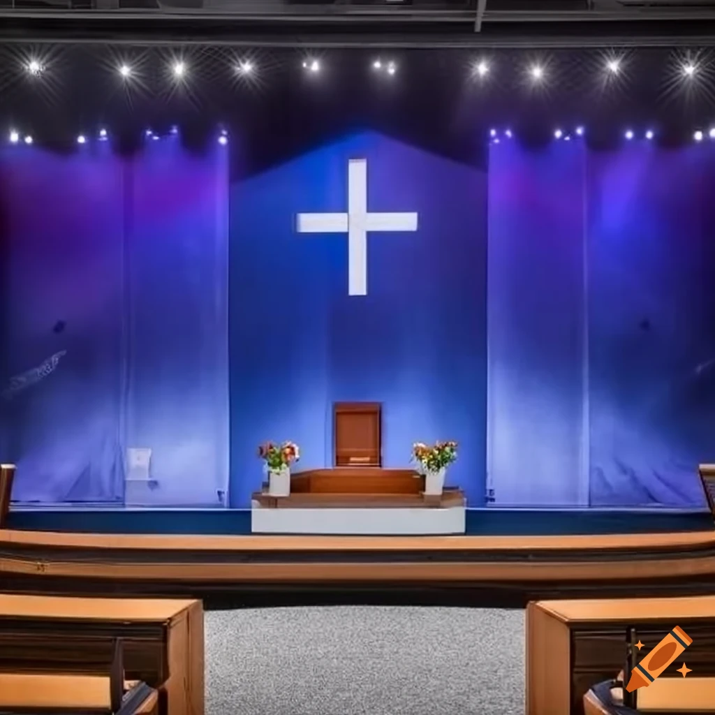 Baptist church with large stage with podium