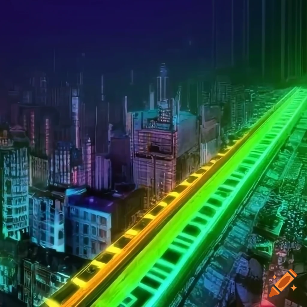 Synthwave, city made of salt crystal, style the matrix movie text ...