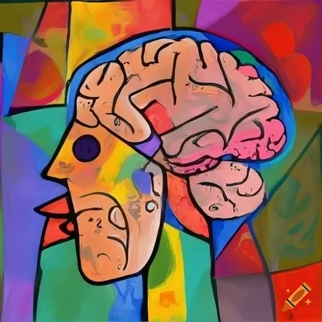 Picasso style painting of a brain on Craiyon