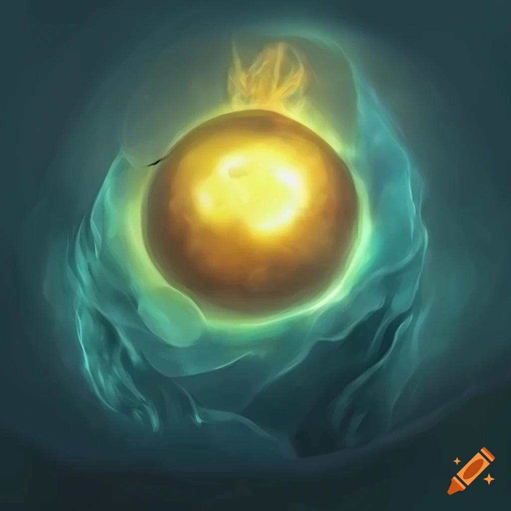 Wizard yellow glowing orb fantasy art on Craiyon