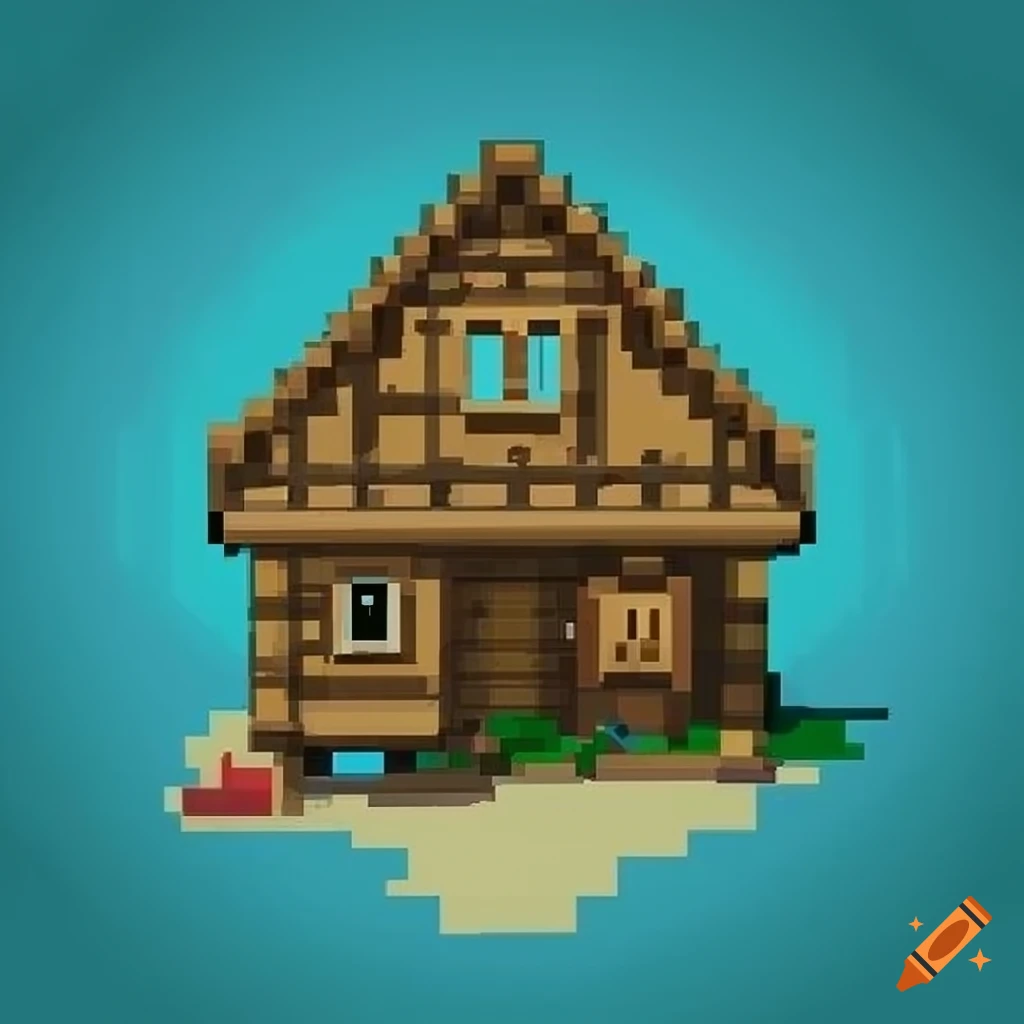Pixel art 2d wooden house