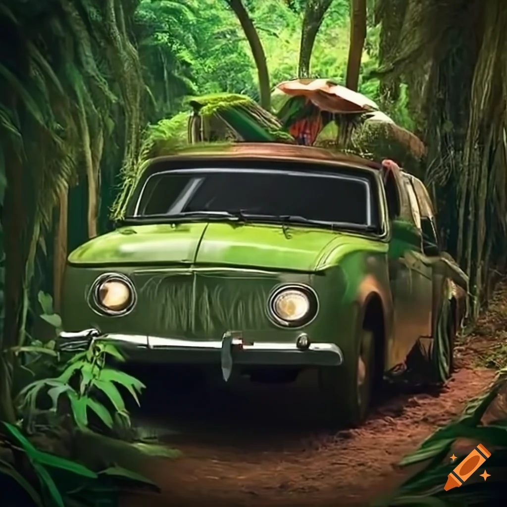 Car in the rainforest on Craiyon